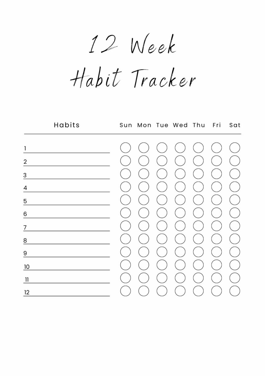 12 Week Habit Tracker Just Get Fit